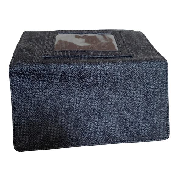 Michael Kors | Bags | Michael Kors Jet Set Black Logo Pvc Leather ...